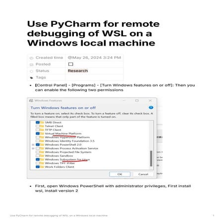 Use PyCharm for remote debugging of WSL on a Windo cf5c162d672e4e58b4dde5d797925f37.pdf