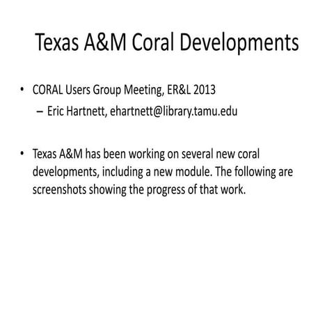 CORAL: Implementing an open source ERM | PPTX