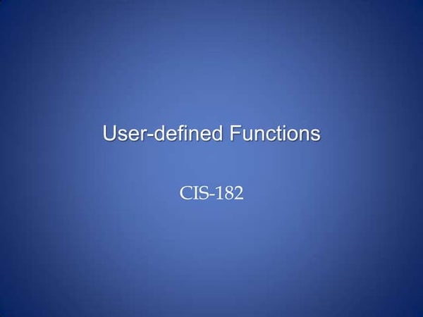Functions And Types Of User Defined Functions In 9695