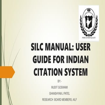 The Indian Law Institute (ILI) Method of Citation | PPTX