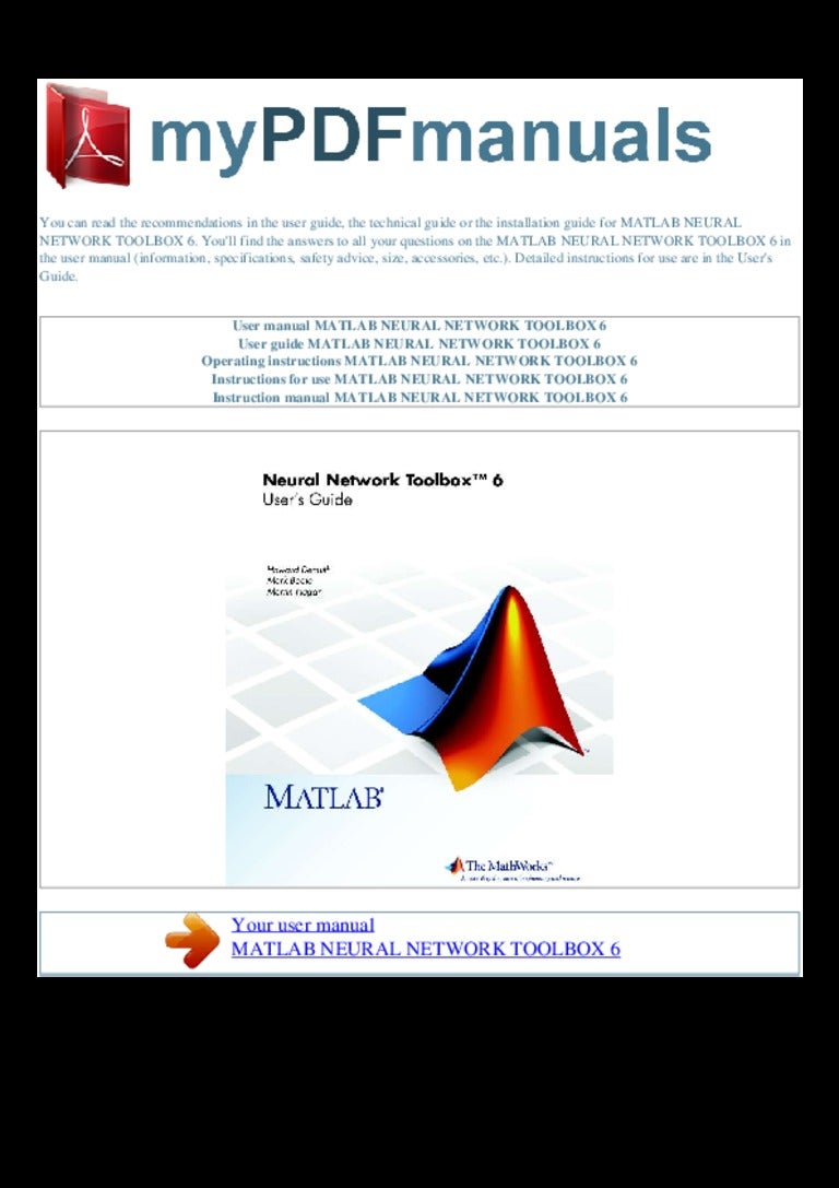 User Manual Matlab Neural Network Toolbox 6 E