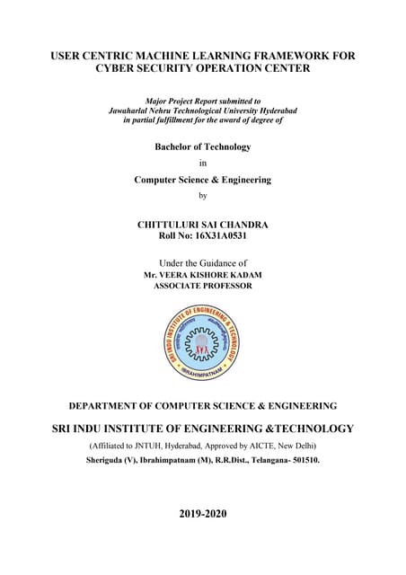 User Centric Machine Learning For Cyber Security Operation Center Pdf Computer Software And