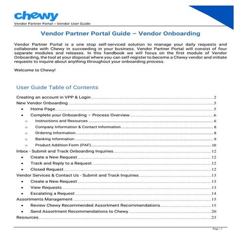User Guide - Chewy Vendor Partner Portal - New to Chewy.pdf