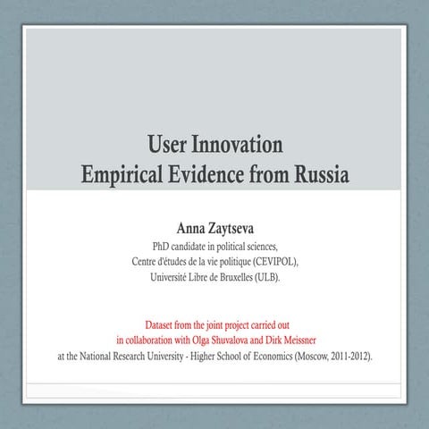 User innovation empirical evidence from Russia | PDF | Business | Business and Finance