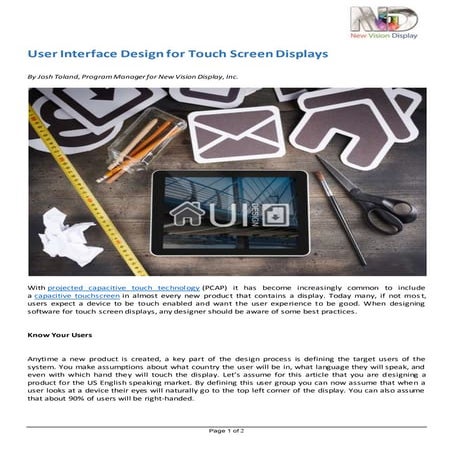 User interface design for touch screen displays | DOCX