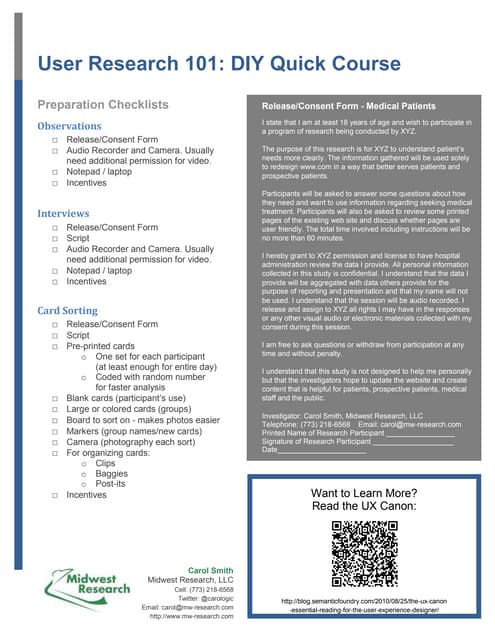 User Research 101 Handout | PDF User Research 101 Handout | PDF