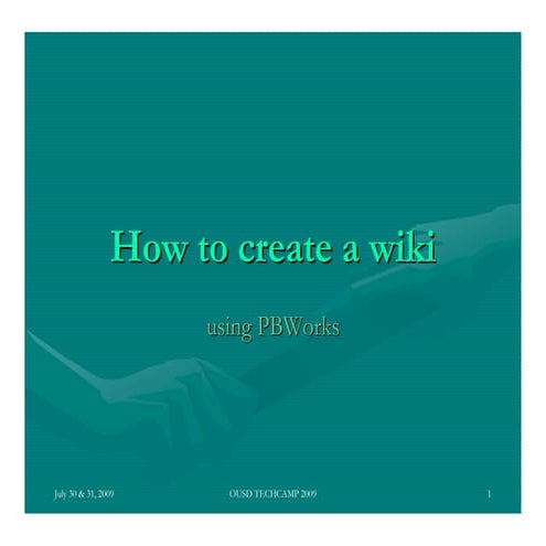 How to create an educational wiki using pbworks | PDF