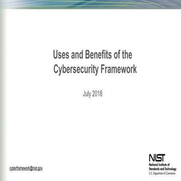 uses_and_benefits_of_framework based on NIST | PPT