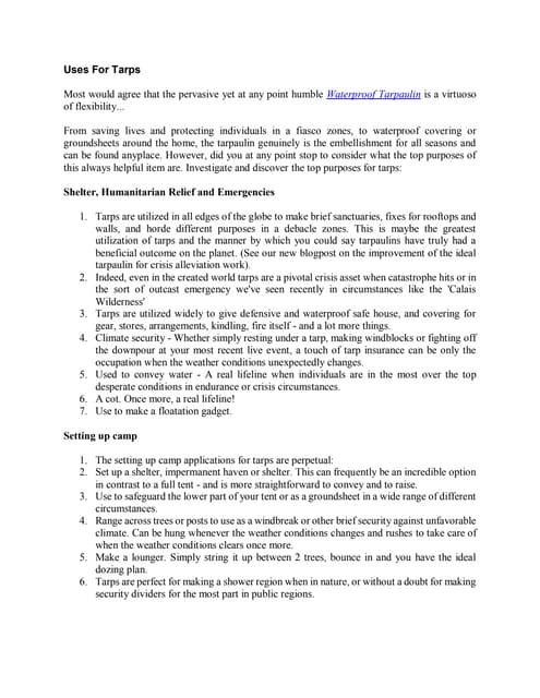 Tarpaulin Its Types Uses And Benefits.pdf | Home & Garden