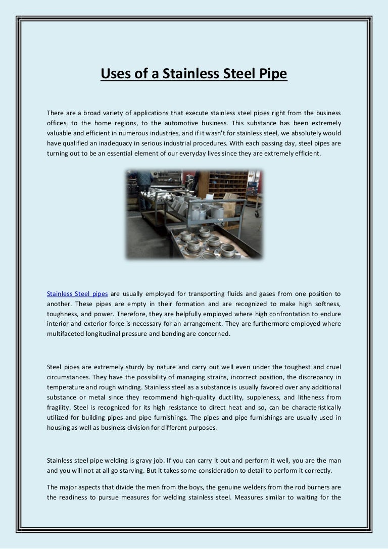 Where to Use Stainless Steel Pipe
