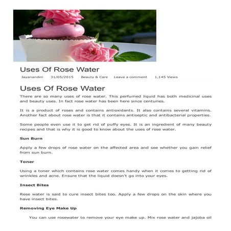 Uses of rose water | PDF