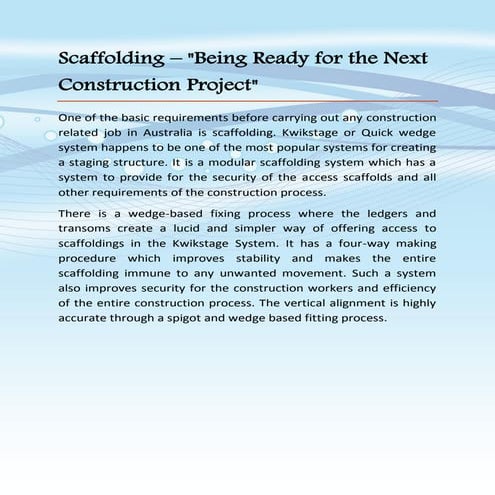 Uses of Scaffolding – Essential for Your Construction Project | PDF ...