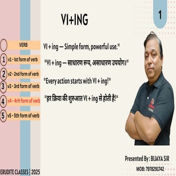"V1 + ing Forms in English Grammar | V1 + ing (Present Participle ...