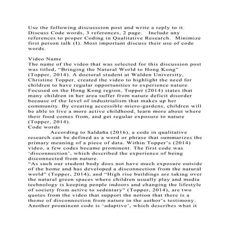 Use the following discusssion post and write a reply to it. Discuss .docx