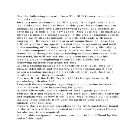 Use the following scenario from The IRIS Center to complete the task.docx