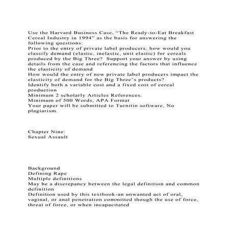 Use the Harvard Business Case, The Ready-to-Eat Breakfast Cereal .docx