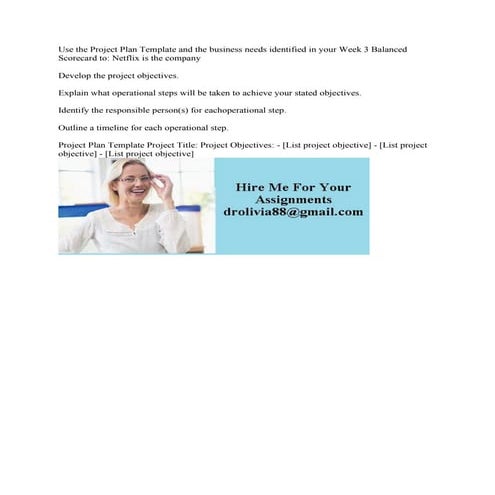 Use the Project Plan Template and the business needs identified in you.pdf