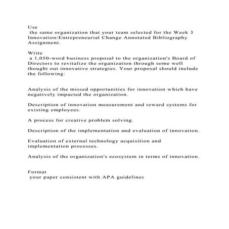 Use the same organization that your team selected for the Week 3 I | PDF