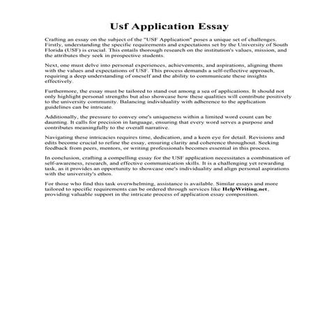 Usf Application Essay | PDF