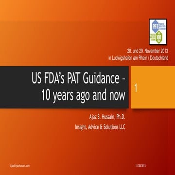 US FDA's PAT Guidance – 10 years and now | PPT