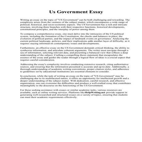 Us Government Essay. Tennessee College of Applied Technology Memphis | PDF