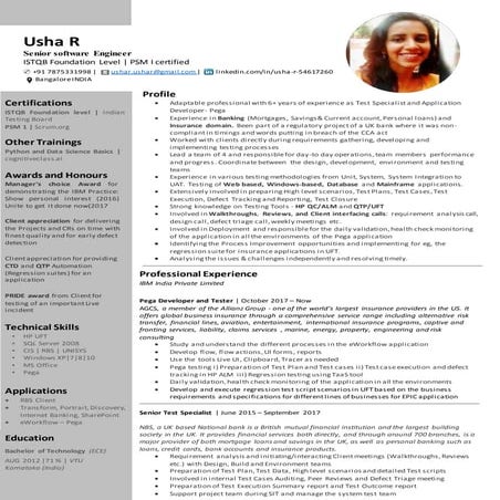 Usha cv | DOCX | Computer Software and Applications | Computing