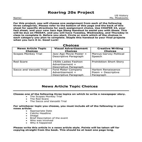 1920s Project | PDF