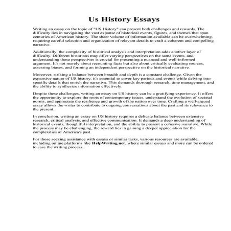 Us History Essays. Top 396 Historical Argument Topics amp; US History ...