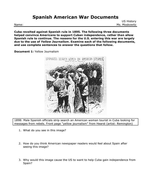 Spanish american war student handout | PPT