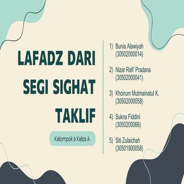 Ushul Fiqh II Lafadz dari Segi Taklif | PPTX