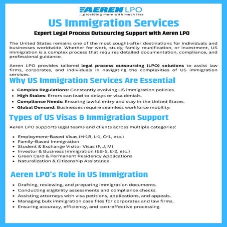 US Immigration Services | Aeren | Legal | PDF