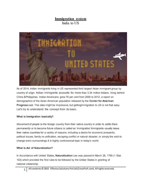 Immigration to the USA | PPT