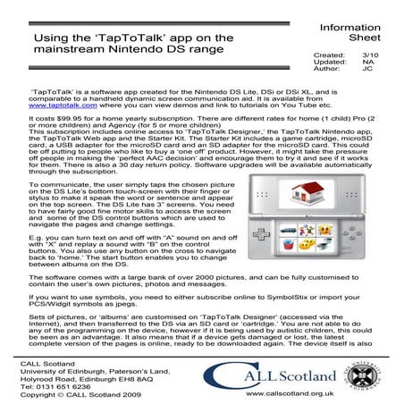 Using the-tap totalk-app-on-the-mainstream-nintendo-ds-range | PDF