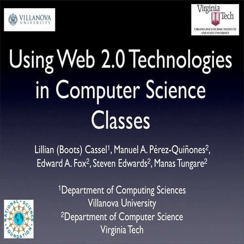 Using Web 2.0 Technologies in Computer Science Classes | PPT