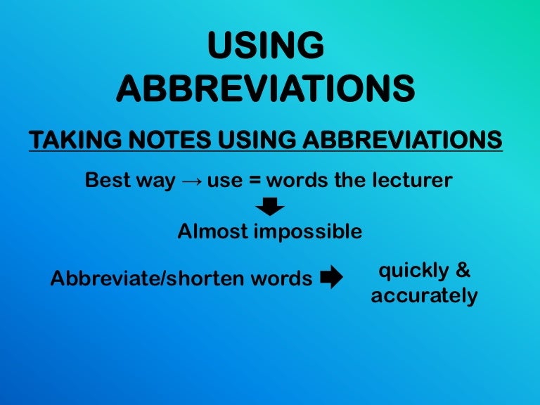 Using abbreviations