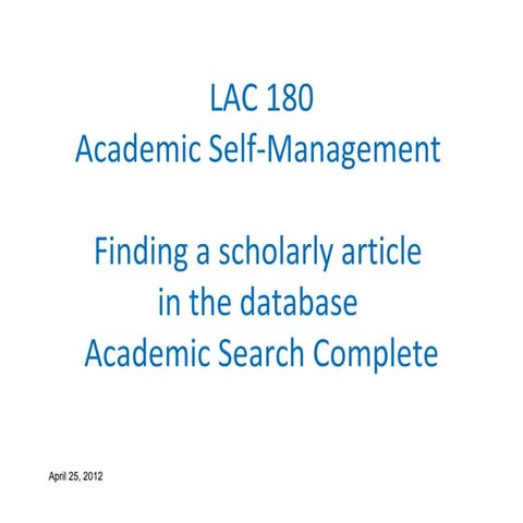 How to use the database Academic Search Complete | PPTX