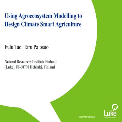 Using agroecosystem modelling to design climate smart agriculture | PDF