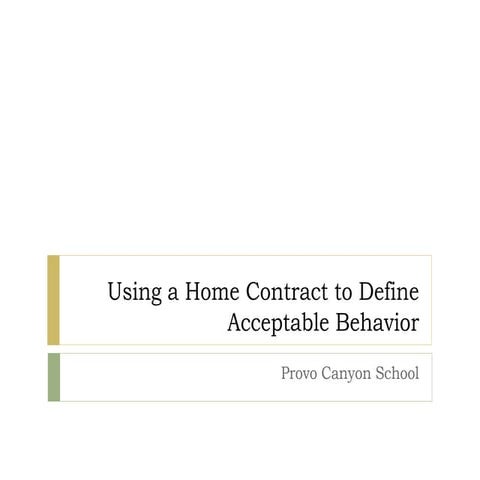 Using a Home Contract to Define Acceptable Behavior | PPT