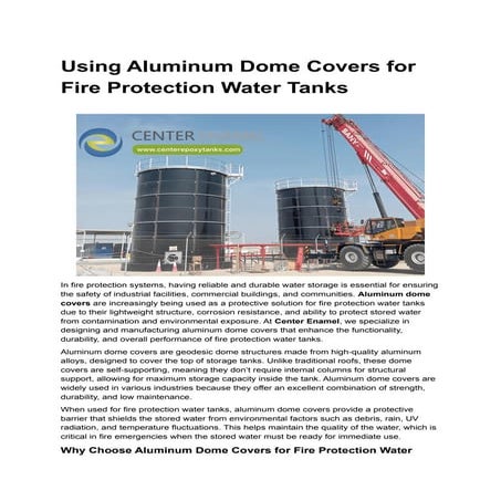 Aluminum Dome for Fire Water Storage Tanks Ensures the Reliability and ...