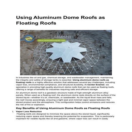 Using Aluminum Dome Roofs as Floating Roofs.docx