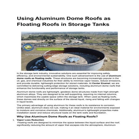Using Aluminum Dome Roofs as Floating Roofs in Storage Tanks.docx