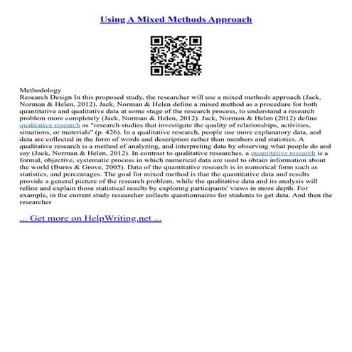 Using A Mixed Methods Approach | PDF