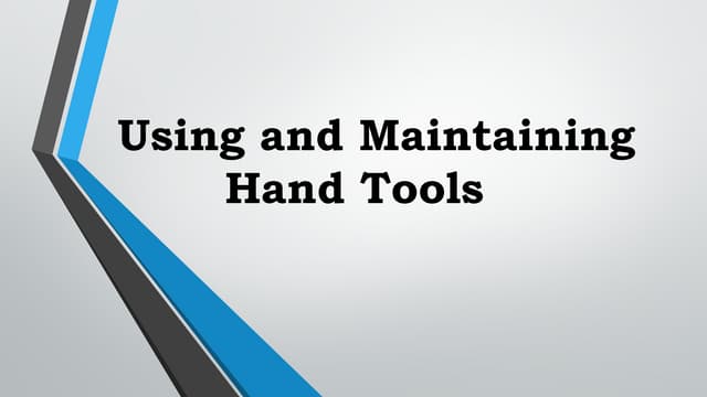 Proper use of hand tools in ICT 8 LO1 grade 8 | PPTX | Operating Systems | Computer Software and ...