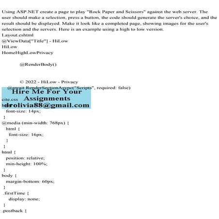 Using ASP.NET create a page to play Rock Paper and Scissors agains.pdf