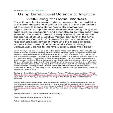 Using Behavioural Science to improve Well-being for Social Workers | PDF