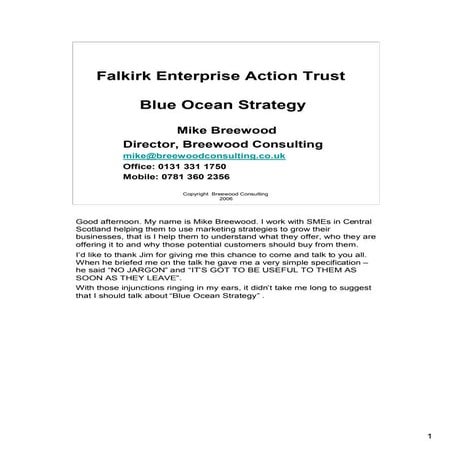 Six Paths Consulting: Innovating with Blue Ocean Strategy | PDF