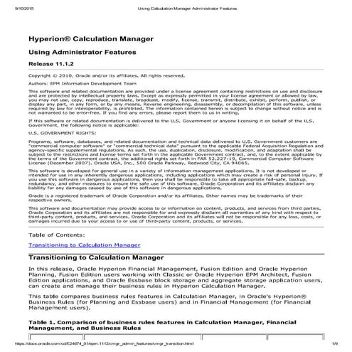Using calculation manager administrator features2 | PDF