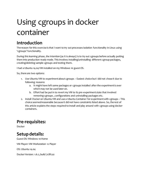 Using Cgroups In Docker Container Pdf