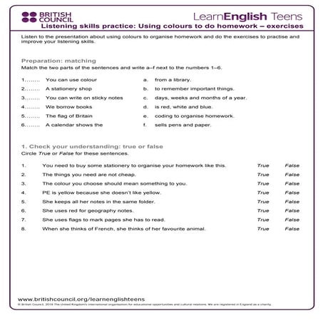 USING COLOURS TO DO HOMEWORK | PDF