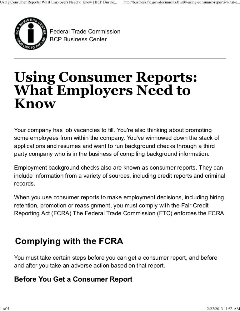 Using consumer reports: What employers need to know